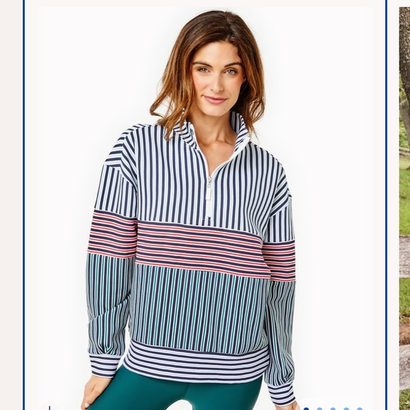 Addison Bay | Tops | Addison Bay Striped Pullover Navy Red Green | Poshmark